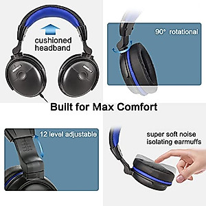 SIMOLIO Headphones with Extra Long Cord for TV with Volume Amplified & Clear Dialogue, 18ft/5.5M Long Coil Cord, Over Ear Wired TV Headphones for Seniors w/Volume Control & Clip, 40 Hrs Playtime