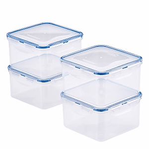 LocknLock Easy Essentials Food Storage lids/Airtight containers, BPA Free, 10 Piece - Square, Clear