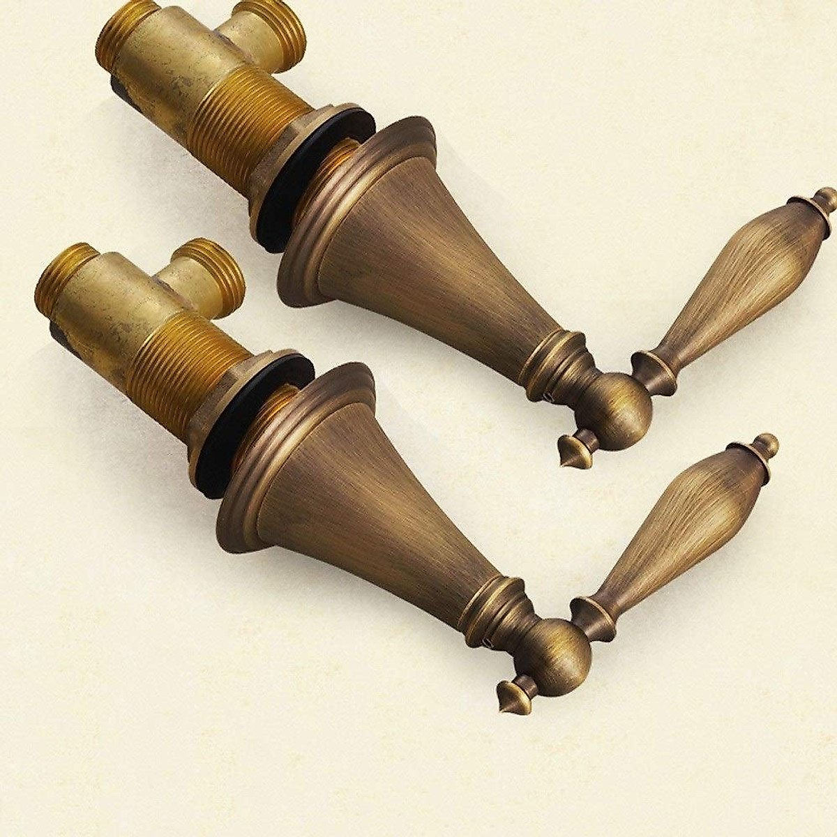 Mixer Tap Double Handle Bronze Solid Brass Sink Hot and Cold Water Tap 3-holes Full Copper Kitchen Basin Mixer Faucet Deck Mounted Bathroom Washbasin Tap Bath Bathtub Waterfall Faucet Set