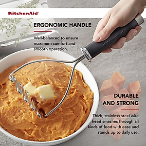 KitchenAid Gourmet Stainless Steel Wire Masher, 10.24-Inch, Black