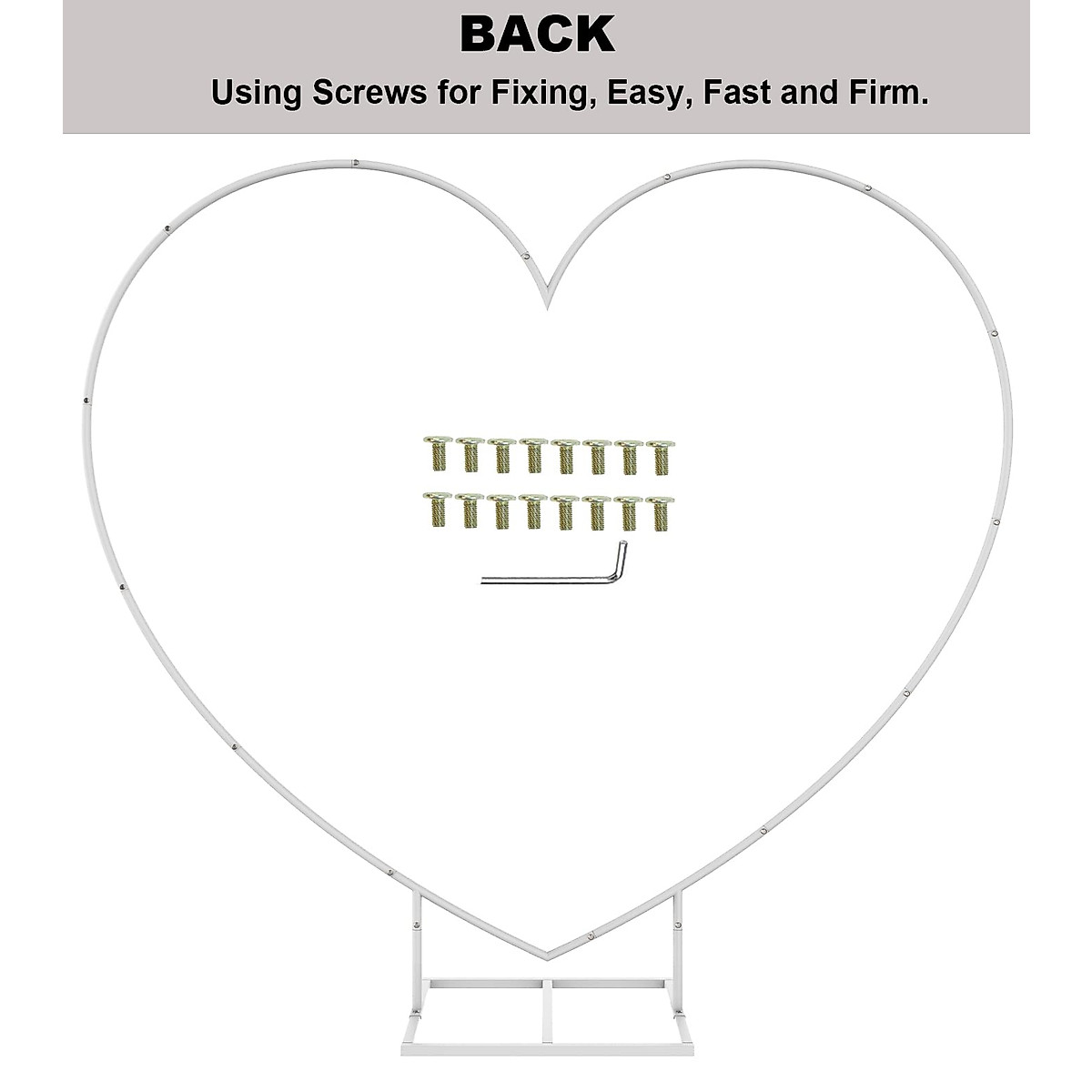 LANGXUN Large Size Metal Balloon Arch Kit, Wedding Heart Arch Stand, Love Balloon Column Arch Frame for Wedding, Bridal, Valentine's Day, Engagement and Birthday Party Supplies (Heart White)