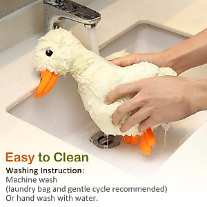 Pawaboo Squeak Plush Duck Dog Toy, Large 12'' Super Soft Plush Stuffed Duck-Shaped Pet Toys, Crinkle Paper Rattle Pet Biting Training Chew Toys Non-Toxic Plush Doll for Pet Dogs, Light Yellow/Orange