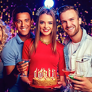 WLLHYF Birthday Crown for Women, Birthday Girl Headband Rose-Gold Rhinestone Hair Band Birthday Sash and Tiara Crystal Crown Headband for Women Girl Birthday Accessories Party Decorations