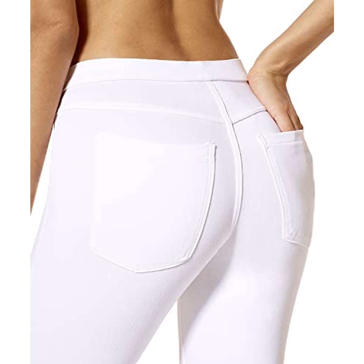 No nonsense Women's Classic Denim Capri Leggings with Pockets, White, Medium