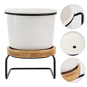 1set Household Container Decorative Pottery Ornament Rack Art Base Planter Desk Air Implement Ceramic Terrarium Metal Arrangement Vase Cacti Wall Idea with Bonsai Iron