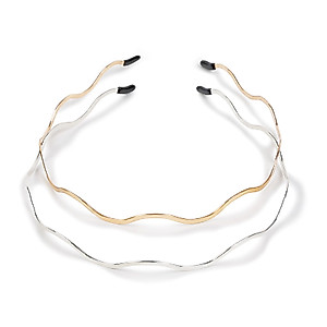 Metal Headbands for Women - Trendy & Cute Gold and Silver Designer Hair Accessories: Elastic Hair Bands for Teens & Women (2PCS)