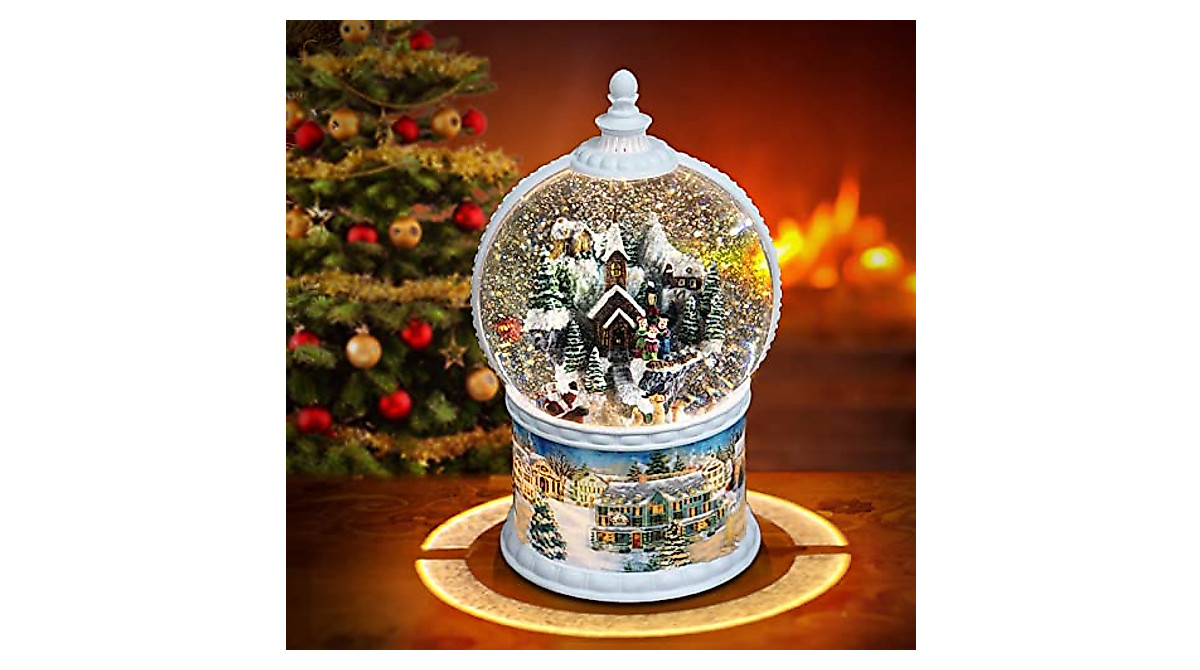Large 10.2 Inch Snow Globe with Music, Lights & Timer for Christmas