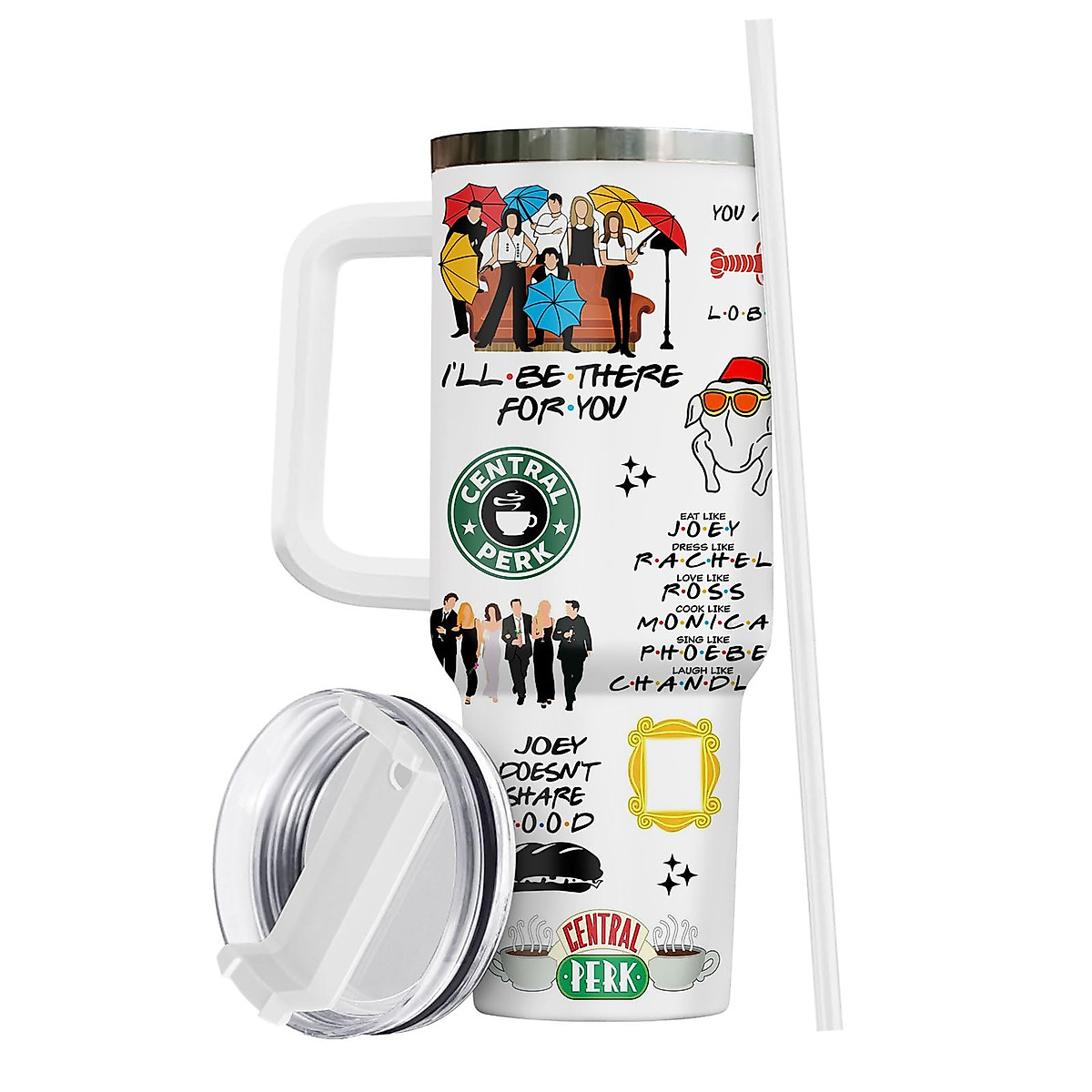 GEPOSTORE Christmas Gifts for Men Women, Friendship 40oz Tumbler with Handle, Funny Movie Character Travel Cup, Birthday Gifts for Movie Lover