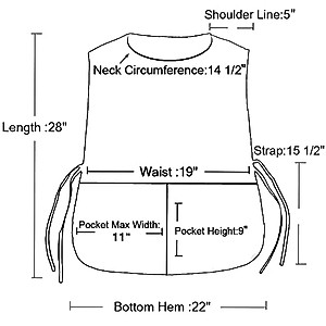 TopTie Unisex Cobbler Vest Kitchen Chef Apron, Art Painting Grooming Smock Working Uniform with 2 Pockets, 28" L x 22" W