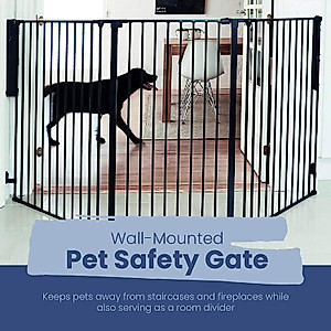 Scandinavian Pet Design Large Metal Pet Gate, 87.8" W x 41.0" H, Adjustable Wall-Mounted Tall Pet Gate, White