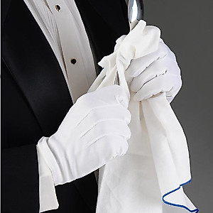 Amariver White Cotton Gloves, 6 Pairs 9.4'' Extra Large Size 12 Pcs Gloves