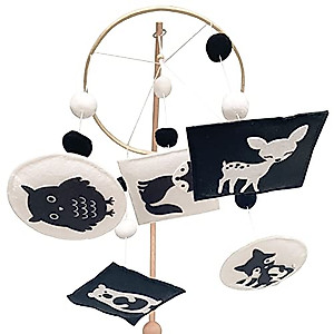 Vlokup Montessori Mobile, Black and White Woodland Baby Crib Mobile, Neutral Nursery Mobile Decoration for Pack N Play, for Baby Boy & Girl