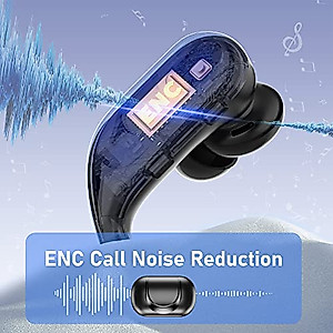 Falebare Headphones Wireless Bluetooth Earbuds 150Hrs Playtime with 2800 mAh LED Display Charging Case Over-Ear Buds with IPX7 Waterproof Earhooks Headset for Sports Running Workout Gym Black