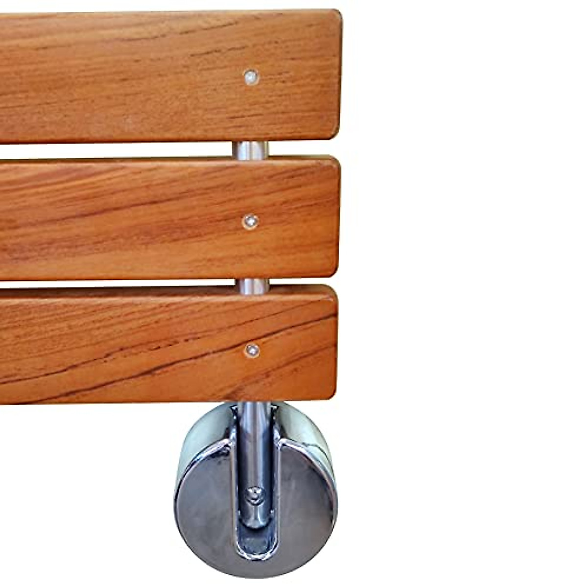 TEAKMAMA 20" Teak Wood Modern Folding Shower Seat Bench, Aluminum Wall-Mounted Foldable Chair Bathroom Stool, Smooth Wood Texture with Rustproof Metal Material, Sturdy to sit for Adults Kids