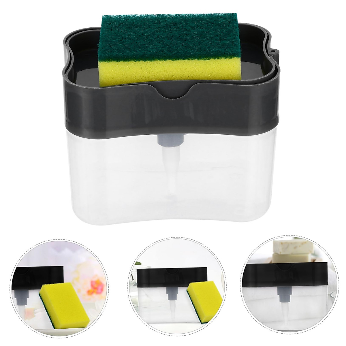 Beatifufu 1 Set soap Dispenser Sink Sponge Holders soap Pump Sponge Travel soap foamer Empty Pump Bottle Travel soap case Sink Tray Kitchen Countertop Organizer Plastic Sink Rack Automatic