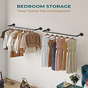 Clothes Rack, Industrial Pipe Wall Mounted Garment Rack, Heavy Duty Iron Pipe Clothing Garment Rail Multi-Purpose Detachable Hanging Clothes Shelf Hanging Rod ( Color : 2pcs , Size : L-49cm(19.3in) )