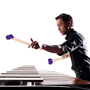 Marimba Mallets, Uspacific 1 Pair Medium Hard Yarn With Beech Handle Medium Hard for Percussion Marimba Playing