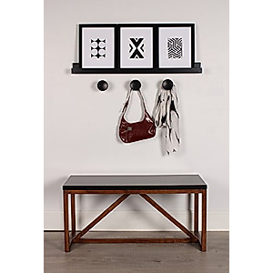 Kate and Laurel Levie Wood Floating Wall Shelf Picture Frame Holder Ledge, Black