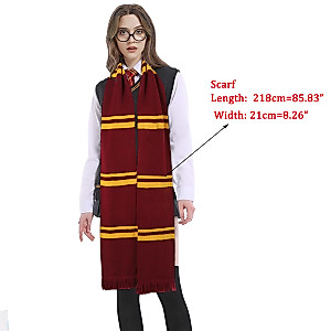 Guturris Knit Neck Scarf Magic College Styles Striped Winter Neckerchief Movie Character Cosplay Costume Accessory Red