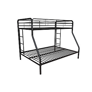 DHP Twin-Over-Full Bunk Bed with Metal Frame and Ladder, Space-Saving Design, Black
