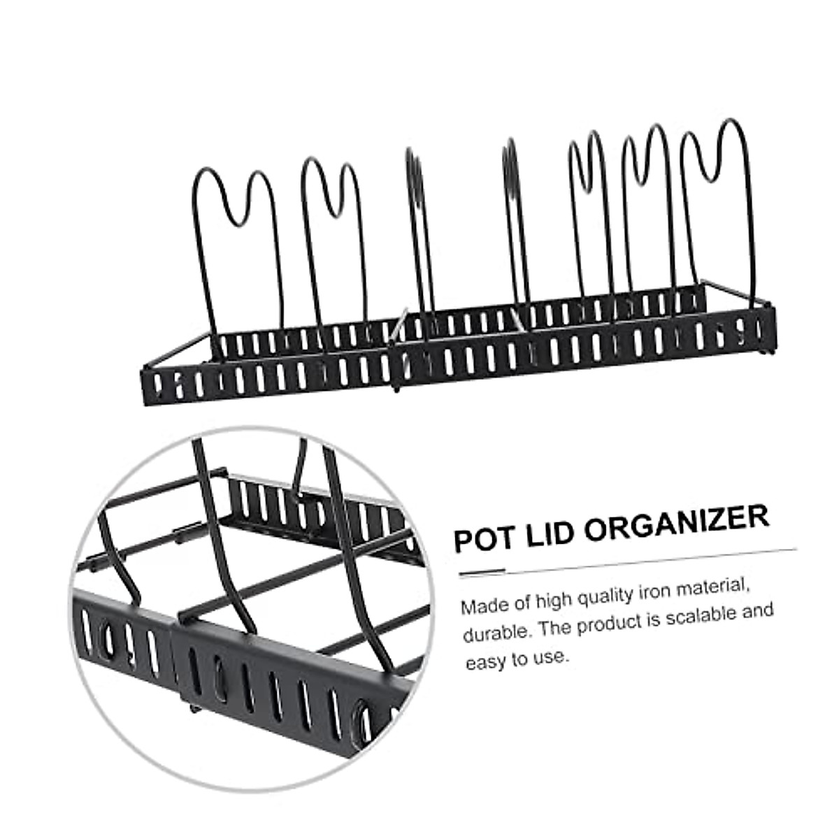 OSALADI Kitchen Shelf Lid Holder for Pots Pan Holder Lid Organizer Pots and Pans Pot Lid Organizer Pantry and Cabinet Holder Pot Lid Rack Pot Lid Stand Pot Rack Pot Lid Holders No Punching