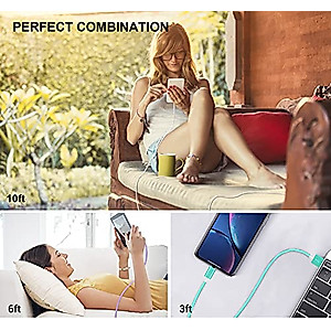 iPhone Charger [Apple MFi Certified] 4pack (10ft/6ft/6ft/3ft) Apple Phone Charger iPhone Lightning Cable Nylon Braided Compatible with iPhone 13 Pro/13/12/11 Pro/11/XS MAX/XR/8/7/6s