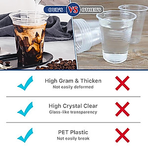 Lullaby 200 Pack Disposable Clear Solo Cups, 12oz Crystal Clear Plastic Cups Bulk, PET Drinking Cup for Water, Juice, Soda, Ice Coffee, Ideal for Party, Wedding and Daily Use