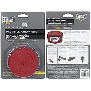 Everlast Professional Hand Wraps, 180-Inch, Red