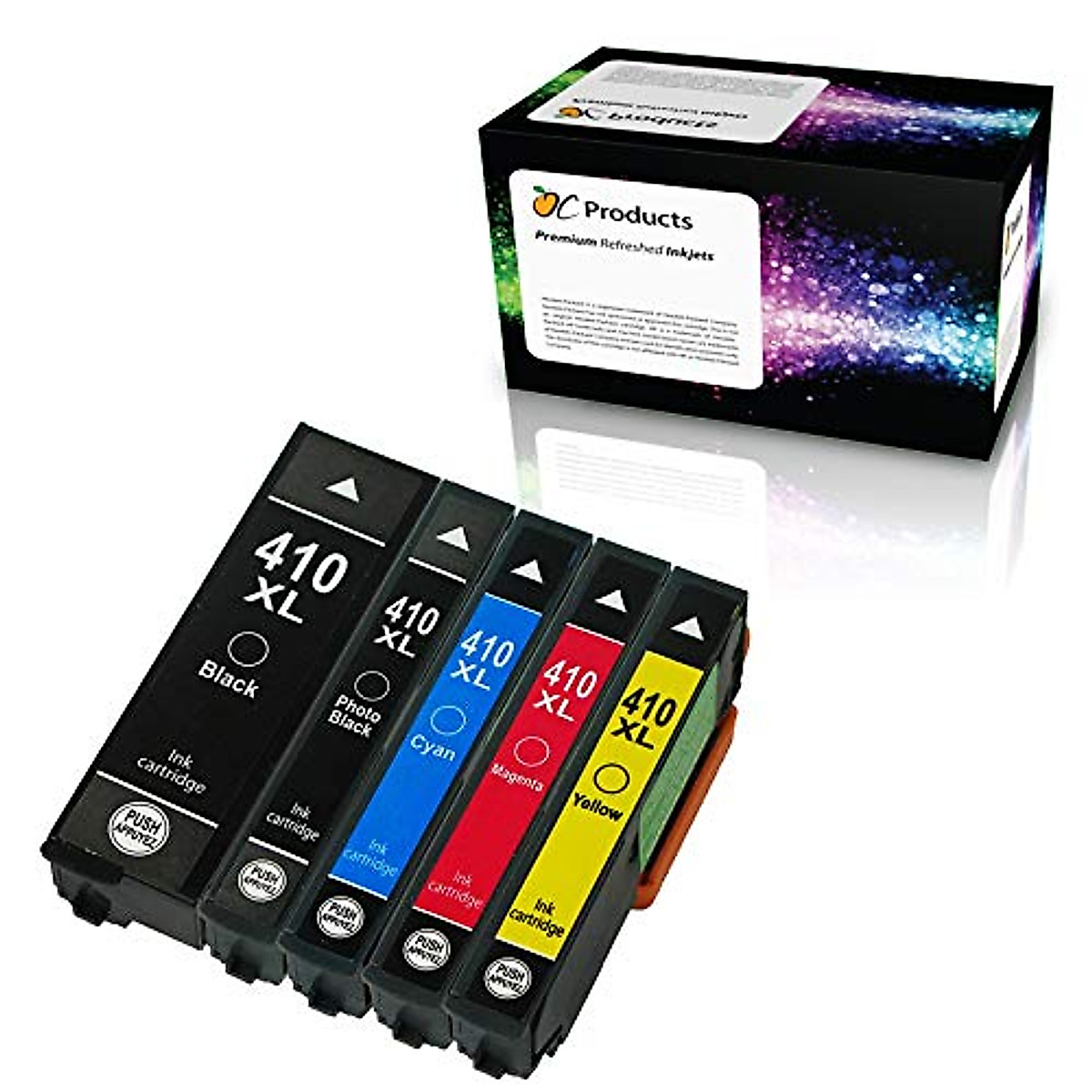 OCProducts Remanufactured Ink Cartridge for Epson 410XL Replacement Expression XP-630 XP-830 XP-530 XP-635 XP-640 Printers (5 Pack)