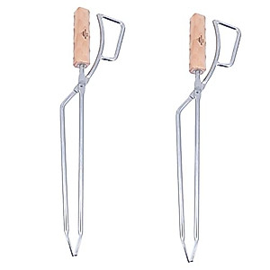 CLISPEED 2 Pcs Fire Tongs Clip Challah Bread Stainless Steel Grill Tongs Camping Oven Garden Nabber Trash Claw Pick up Firewood Tong Charcoal Clip Barbecue Charcoal Clamp BBQ Charcoal Clamp