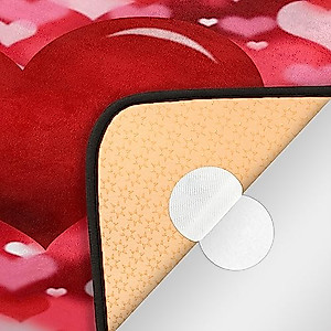 KOBLEN Red Love Hearts Kitchen Rugs Non Slip Washable Absorbent Kitchen Mats 20x39 inch Cushioned Anti Fatigue Kitchen Floor Mats for in Front of Sink