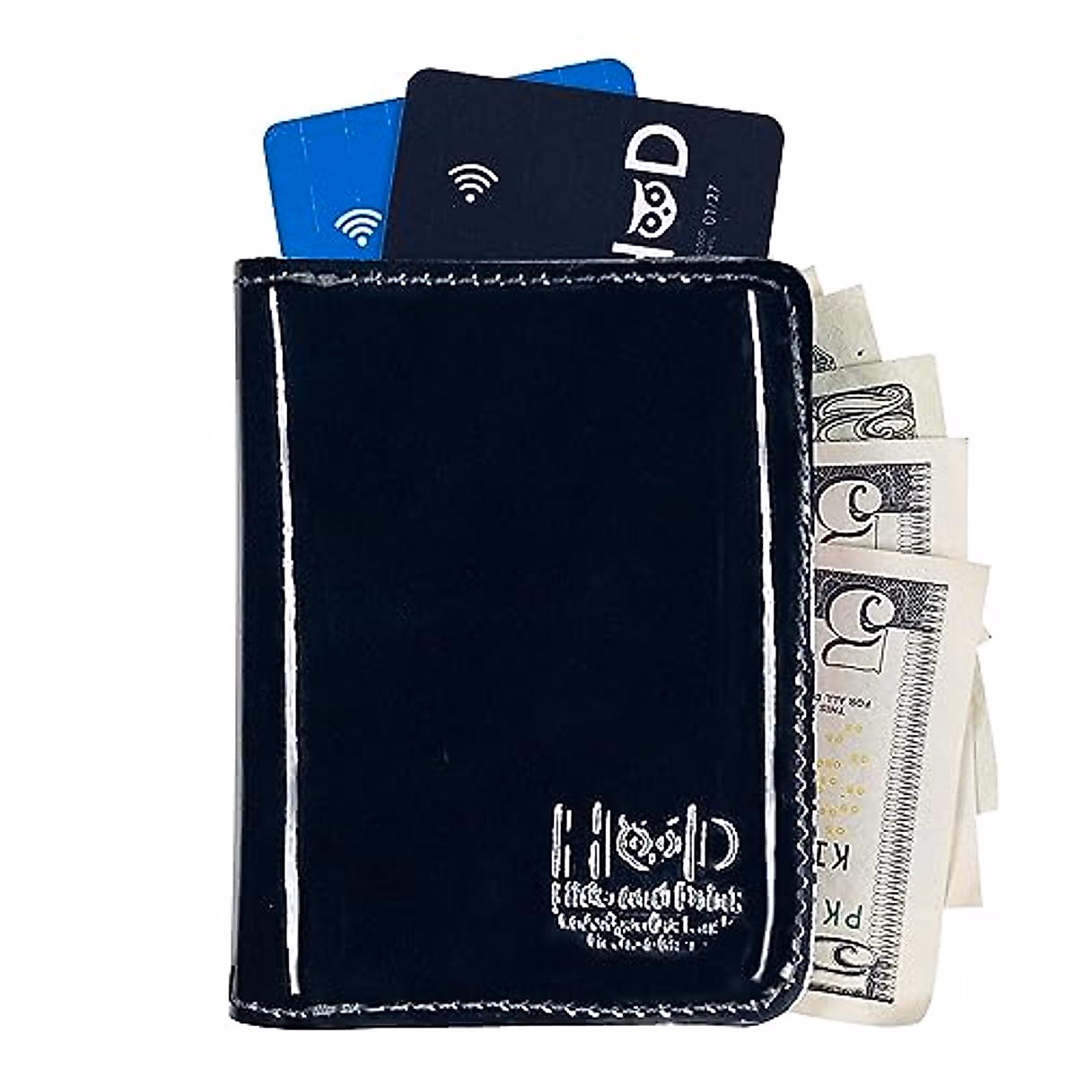 Hide & Drink, Bifold Wallet, Slim Card Holder, Minimalist Traveler Wallet, Vintage Front Pocket Wallet, Full Grain Leather, Handmade, Obsidian