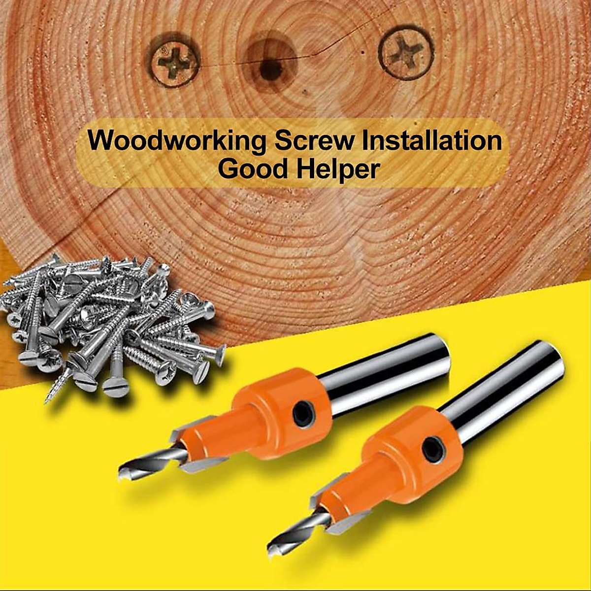 ASNOMY 10Pcs Wood Countersink Drill Bit Set, 5Pcs Countersink Drill Bit with 5Pcs Extra Pilot Drill bit, Tapered Drill Bits with 5/16" Round Shank, Counter Sinker Drill Bit Set for Woodworking