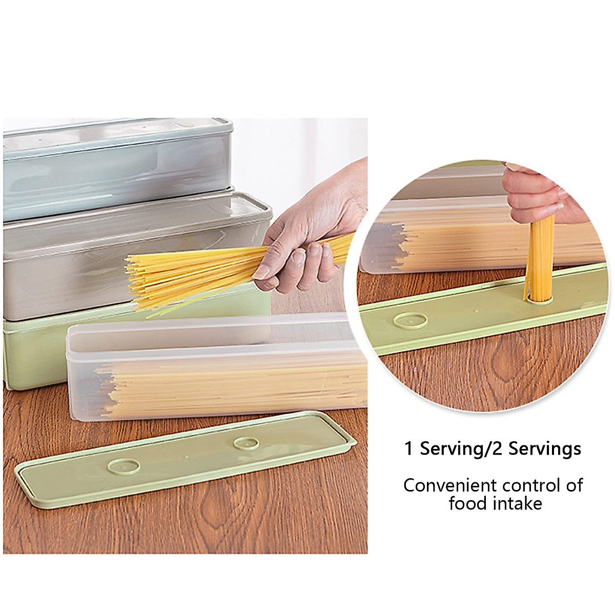 3PCS Rectangular Pasta Spaghetti Noodle Keeper Box with Cover,Pasta Canister Set,Dishwasher Safe (11.8x3.23x3.14inch)