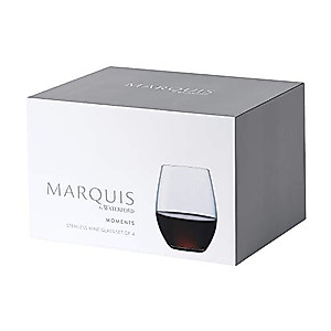 Marquis By Waterford Moments Stemless Wine Glass Set of 4, 4 Count (Pack of 1), Clear