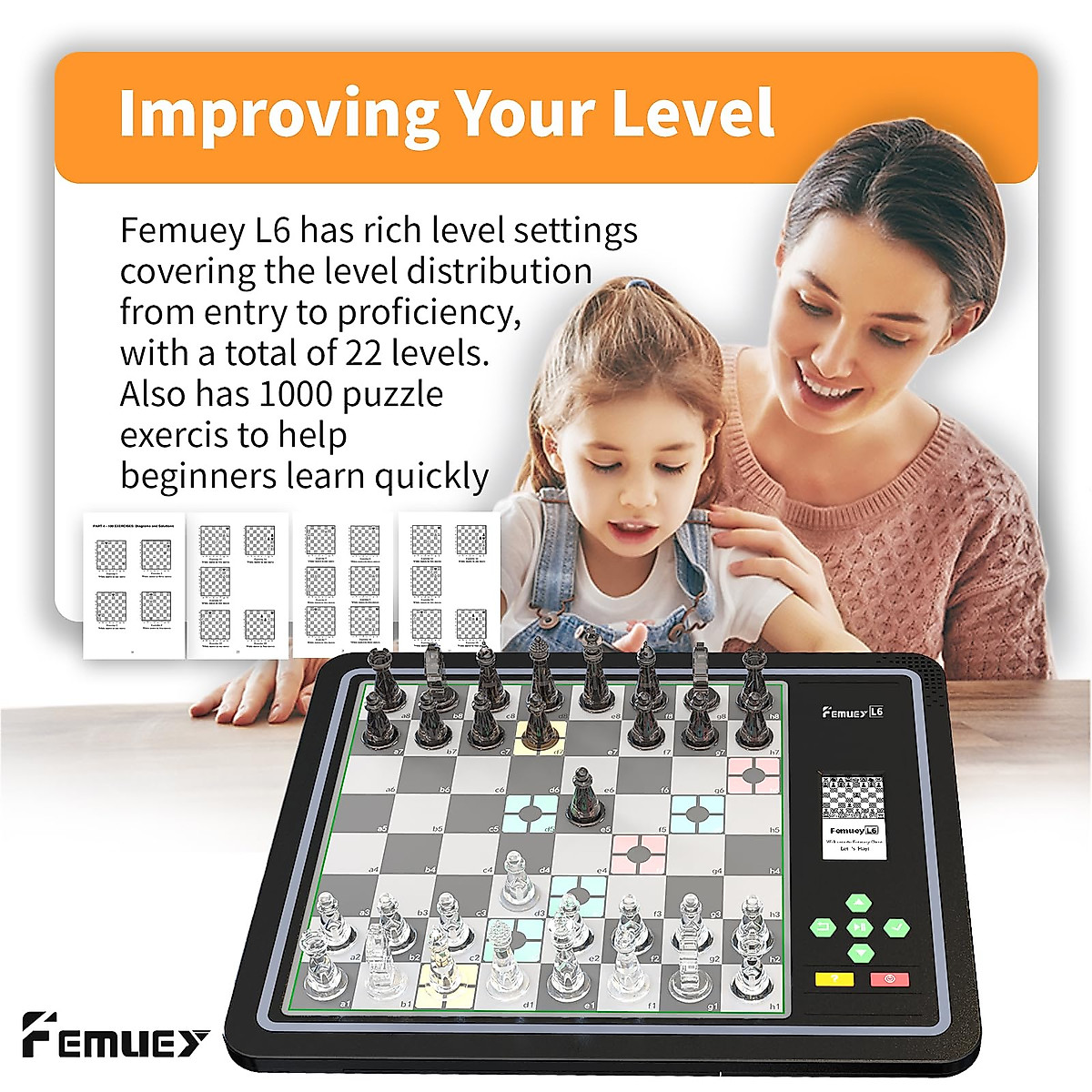 Electronic Chess Set, Chess Set Board Game, Computer Chess Game, Electronic Chess Game, LEDs,Built-in Battery, Great Partner for Play and Practice
