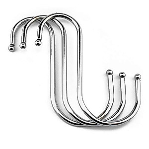 LQJ PRO S Closet Scrach 16 Pack Heavy Duty Length 3 15/16" Metal Rustproof Sturdy Versatile Hooks for, Hanging Jeans Pots Pans Kitchen Utensils from Wire Shelving or Pot Rack, Silver