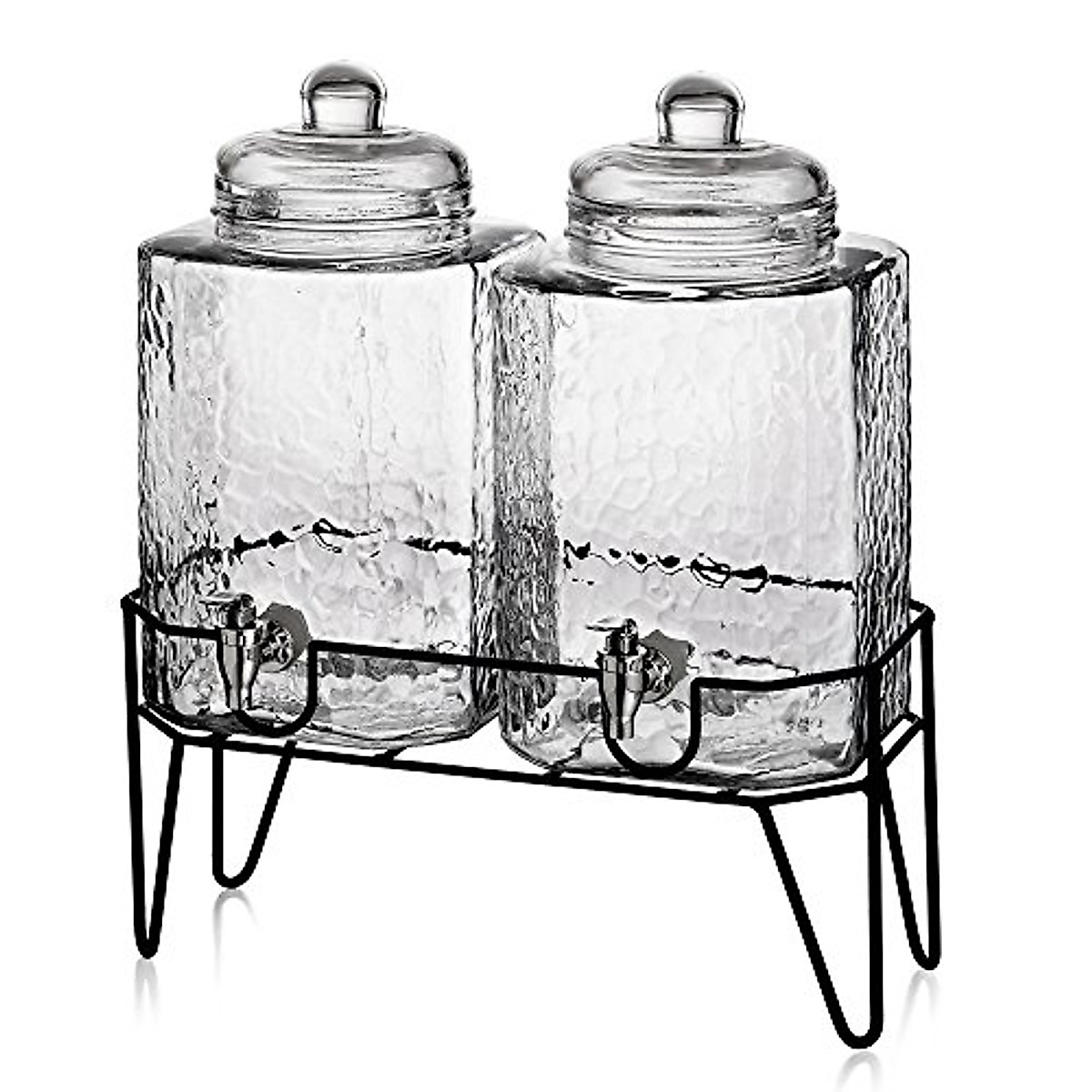 Style Setter Hamburg Dispensers with Stand (Set of 2), Glass, 1.5 Gallons Each