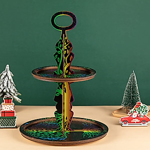 Coffee Table Tray Tiered Cookie Trays for Serving Cookies Farmhouse Kitchen Decor Tiered Trays Stand for Coffee Table Bothroom Counter Party Seasonal Display Rustic Serving Trays (Black 2 Tier Tray)