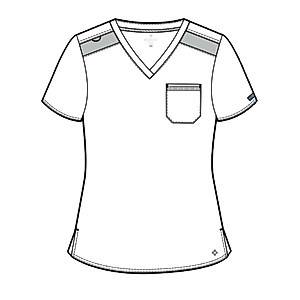 Med Couture Women's V-Neck Scrub Top, Modern Fit Tuck-in Top with Stretchy Rib-Knit Shoulders and Chest Pocket - MC7448, Black, Small