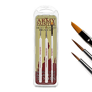 The Army Painter Most Wanted Brush Set - Miniature Small Paint Brush Set of 3 Acrylic Paint Brushes-Includes Drybrush, Regiment Model Paint Brush & Detail Fine Tip Paint Brush for Painting Miniatures