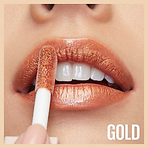 Maybelline Lifter Gloss, Hydrating Lip Gloss with Hyaluronic Acid, High Shine for Plumper Looking Lips, Gold, Warm Neutral, 0.18 Ounce