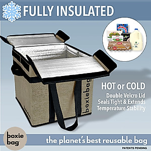 BOXIEBAG Collapsible Reuseable Insulated Grocery Bag - Stackable Heavy Duty Grocery Tote Bag - Insulated Tote Bag (1 Pack)