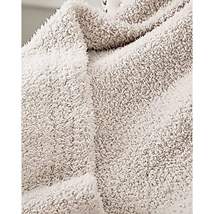 Panku Super Soft Cozy Knit Throw Blanket for Couch and Bed, Knitted Luxury Reversible Cozy Warm Fleece Blanket Throw Camel, Plush Fluffy and Fuzzy Solid Blankets for Women 50x60 Inches Khaki