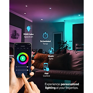 Sunco Lighting BR30 Alexa Smart Flood Light Bulbs Color Changing LED Recessed WiFi Bulb, 8W, RGBCW, Dimmable, 650 LM, Compatible with Alexa & Google Assistant, E26 Base, No Hub Required 4 Pack