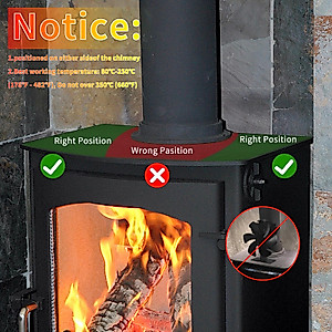 cermug Wood Stove Fan Heat Powered, Upgrade Silent Operation 6 Blades Fireplace Fans Eco Fan for Home Wood/Log Burner/Fireplace