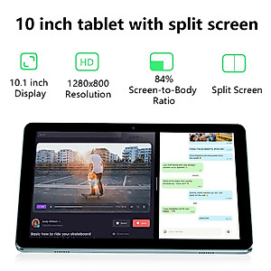 JUNINK 10 inch Tablet Android 13 Tablets, 8GB (4+4) RAM 128GB ROM 1TB Expand, 1280x800 IPS HD Screen, Quad Core Processor, WIFI6, Dual Camera, 6000mAh, BT, Tablet (4)