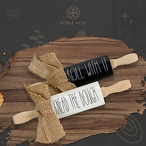 Noble Nest Mini Rolling Pins for Tiered Tray Decor | Black & White | Rae Dunn Inspired Small Rolling Pin Tier Tray Decor | Small Decor Items for Shelf | Farmhouse Decorations - Coffee Table Tray Decor