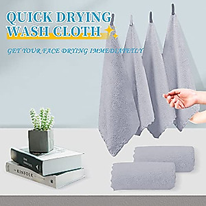 Hiflora Grey 6 Pack Bath Towels, Upgraded Coral Fleece Hand Towels 12 x 12 Inches Quick Drying with Exquisite Soft Feeling for Bathroom