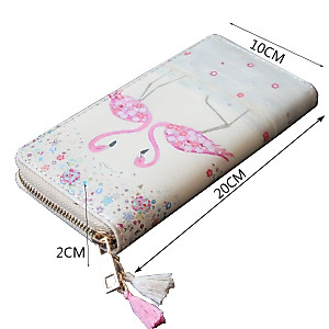 Timlee Cute Unicorn Long Wallets Pink Flamingo Wallets With Tassels Long Purse Girls Christmas Gift(Flamingo)